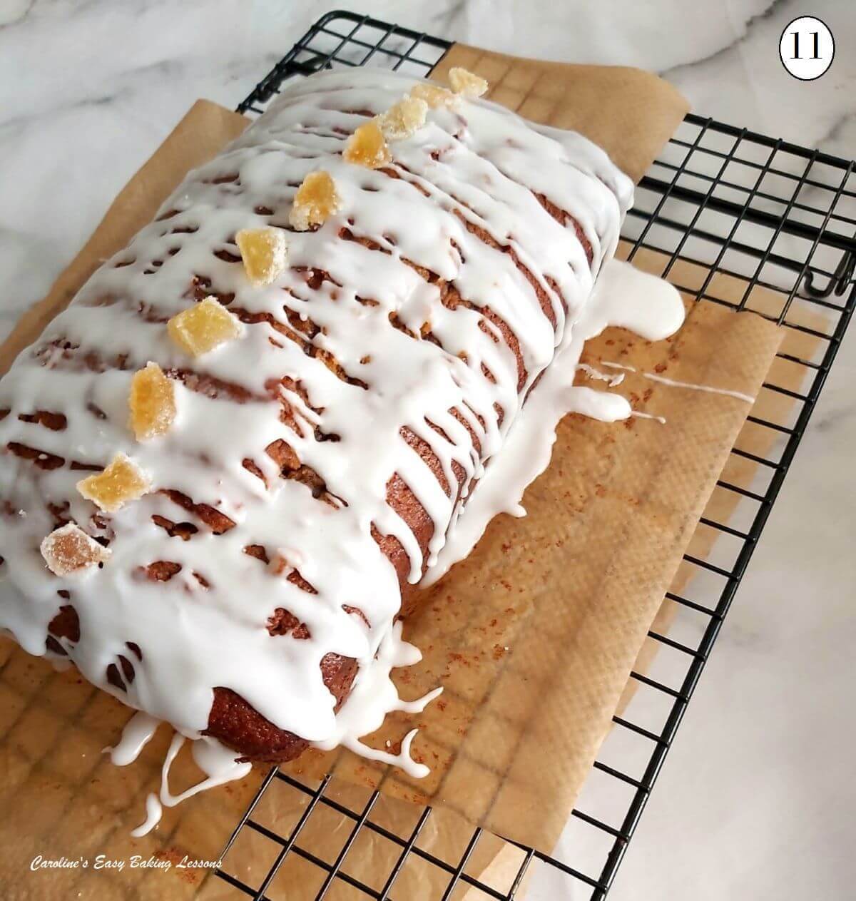 gingerbread cake adding glaze and ginger photo 11bb – Caroline's Easy ...