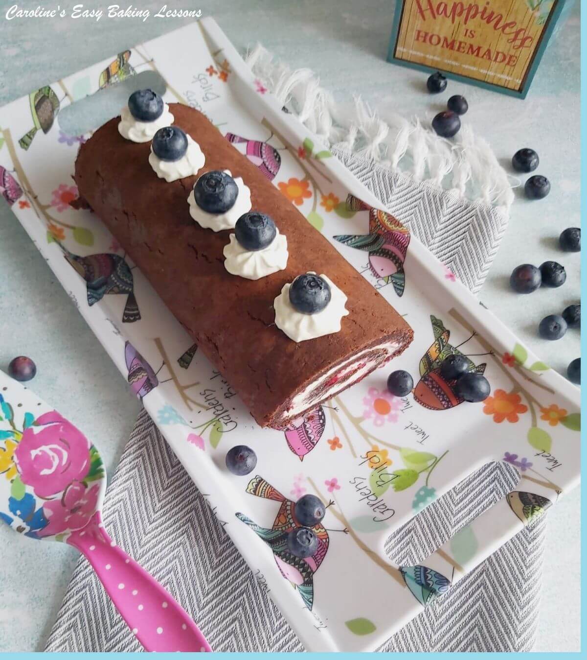 flour free chocolate swiss roll bb – Caroline's Easy Baking Lessons