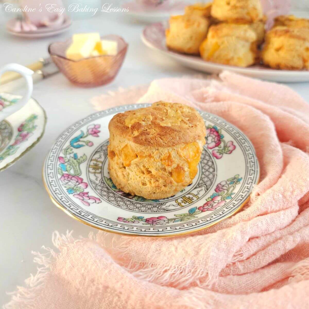 single cheese scone plated b – Caroline's Easy Baking Lessons
